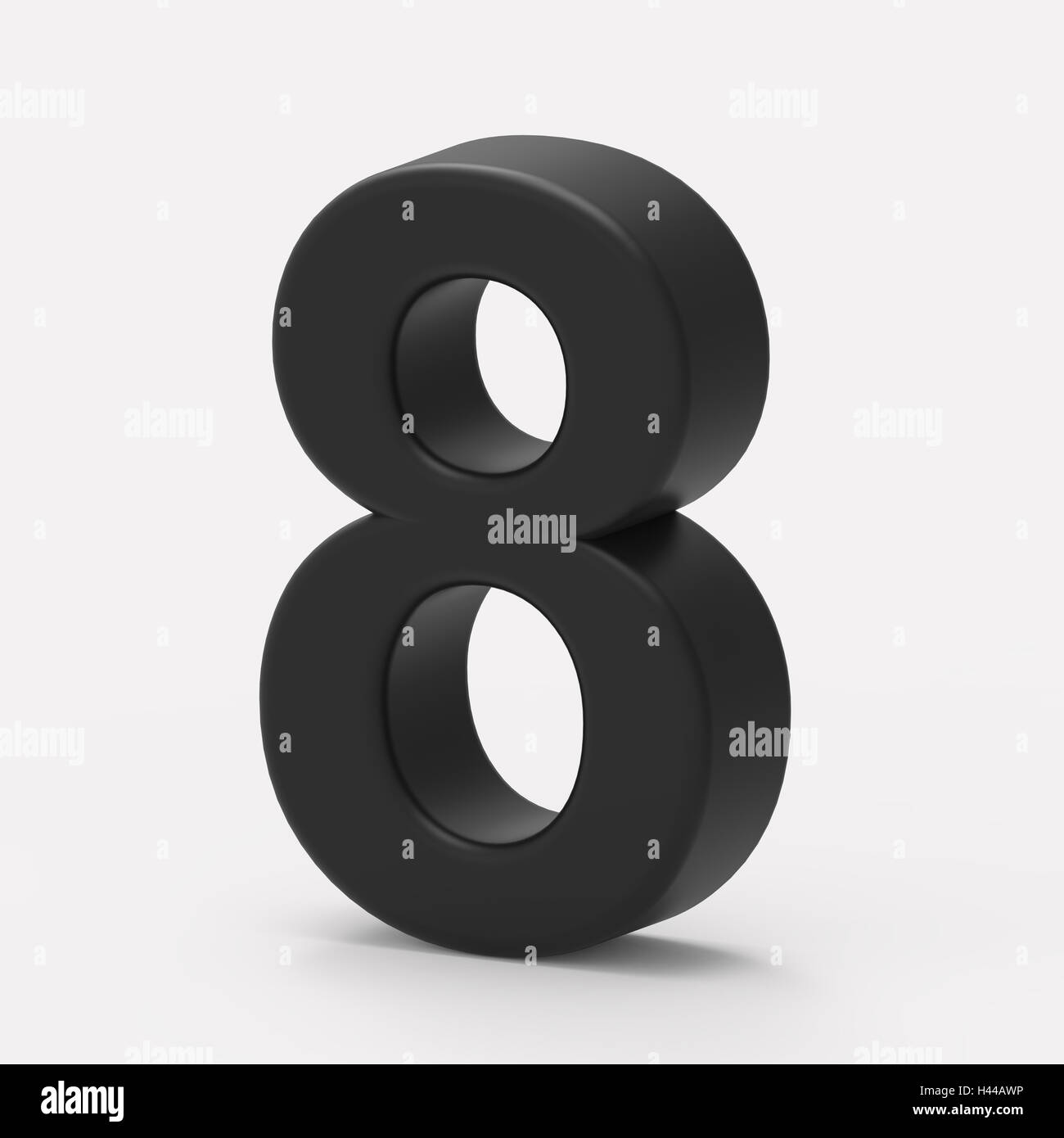 3d right leaning black number 8, 3D rendering graphic isolated white ...