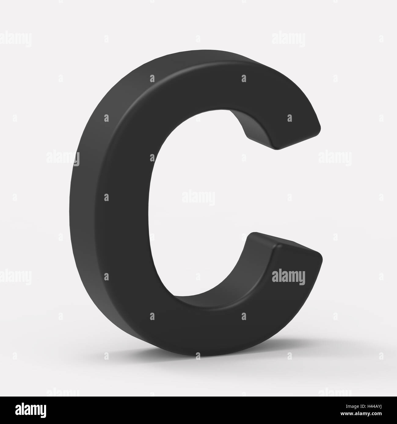 3d left leaning black letter C, 3D rendering graphic isolated white ...