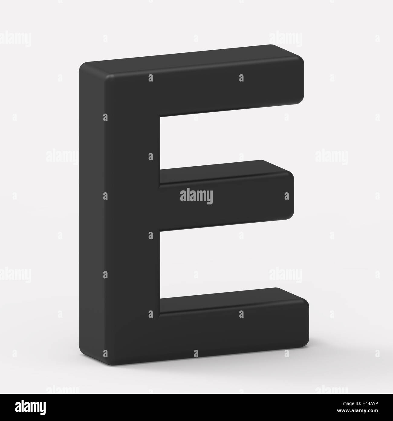 3d left leaning black letter E, 3D rendering graphic isolated white ...