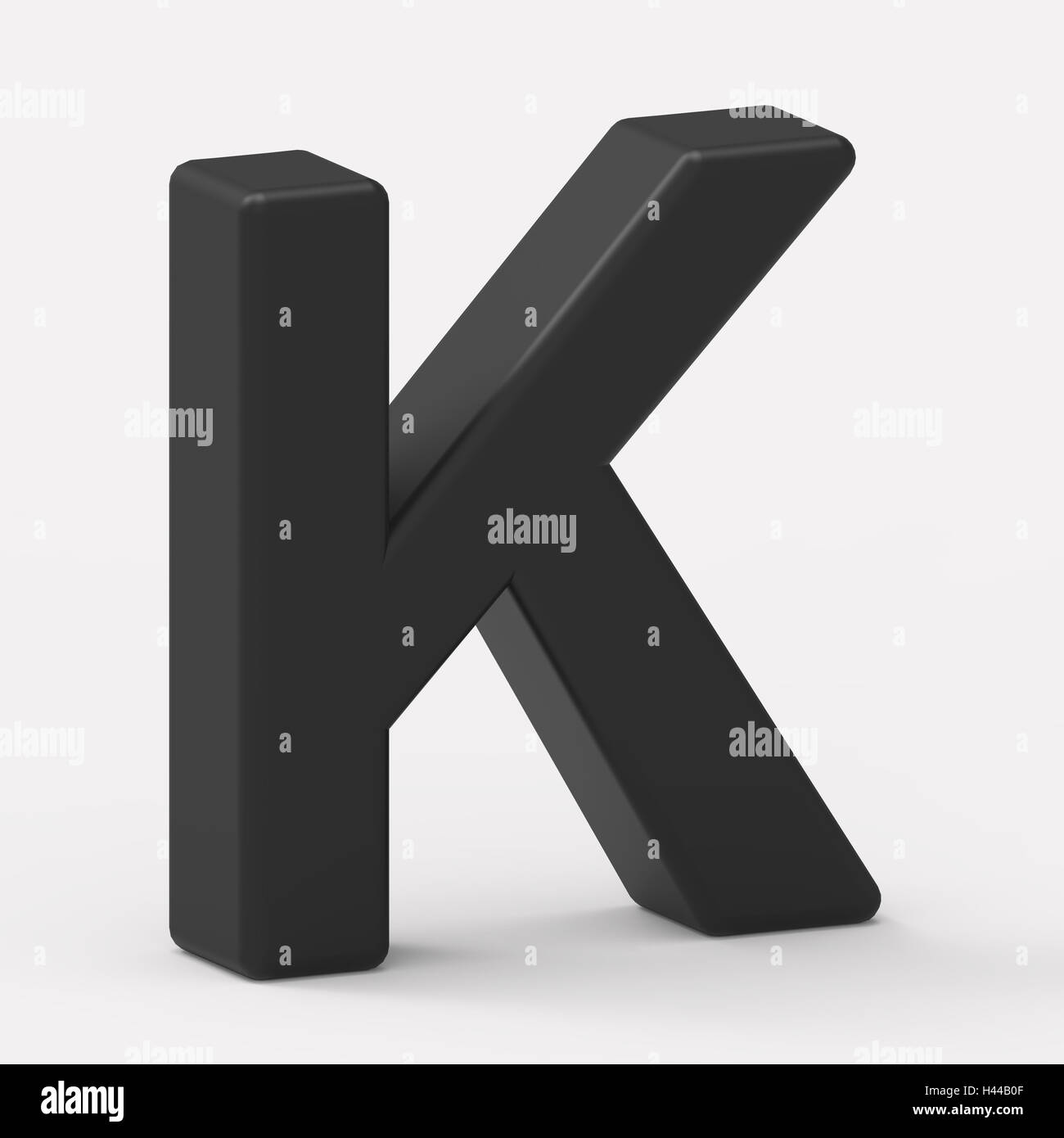 3d left leaning black letter K, 3D rendering graphic isolated white ...