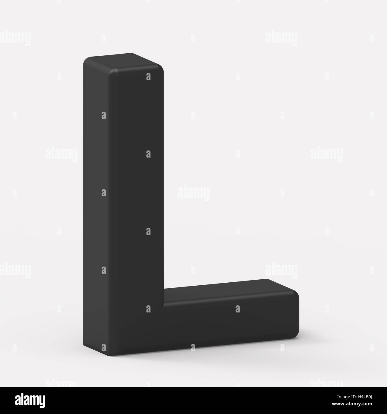 3d left leaning black letter L, 3D rendering graphic isolated white ...