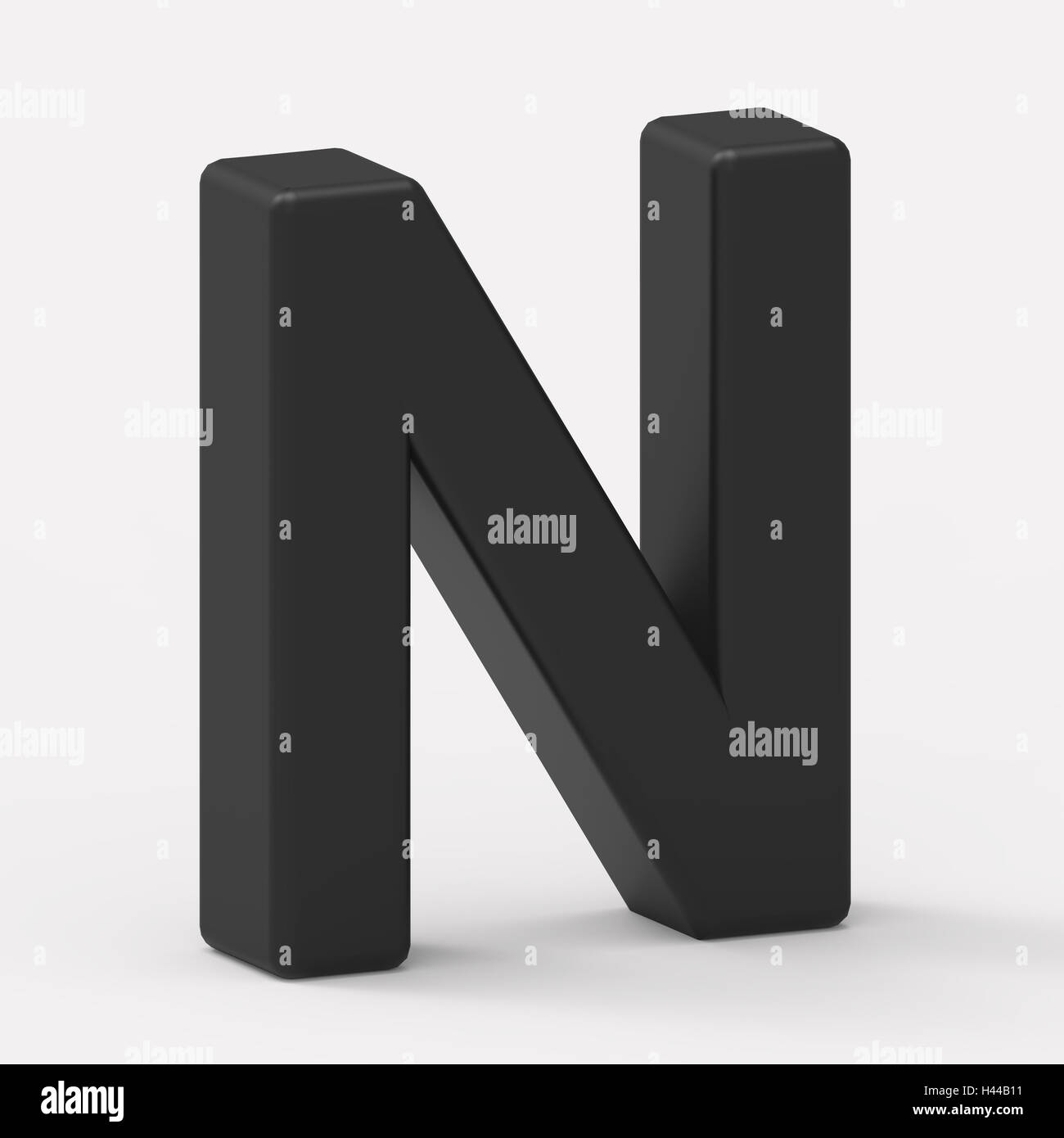 3d left leaning black letter N, 3D rendering graphic isolated white ...