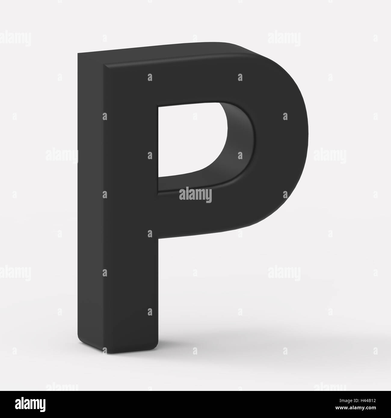 3d left leaning black letter P, 3D rendering graphic isolated white ...