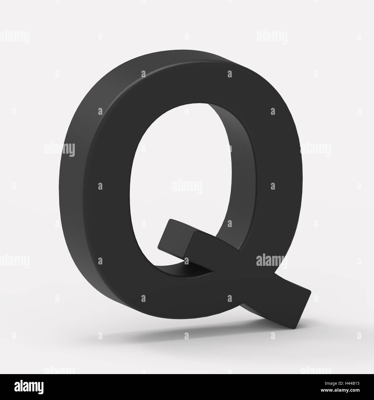 3d left leaning black letter Q, 3D rendering graphic isolated white ...