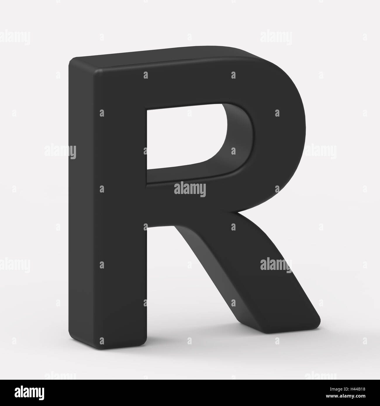 3d left leaning black letter R, 3D rendering graphic isolated white ...