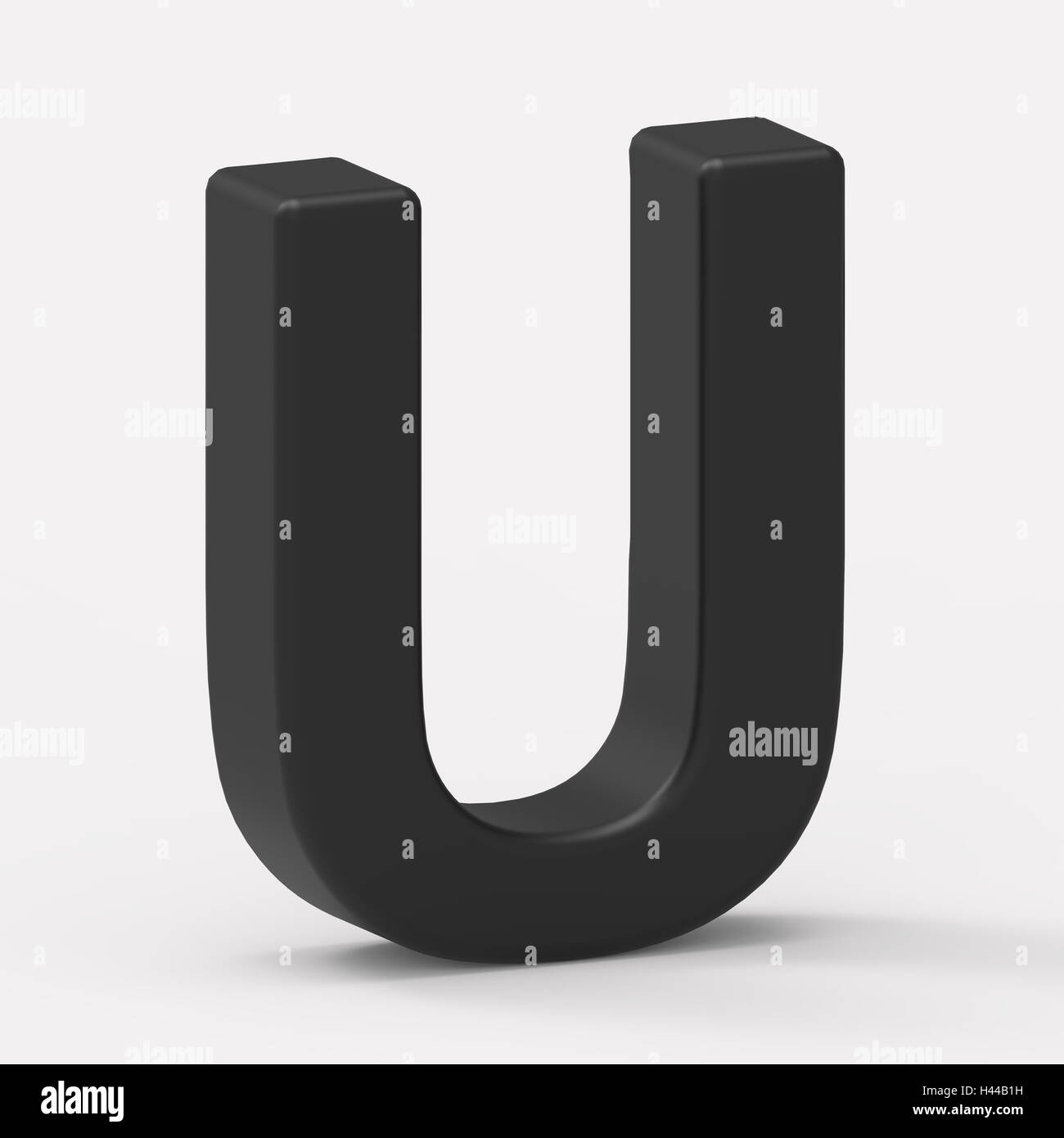 3d left leaning black letter U, 3D rendering graphic isolated white ...