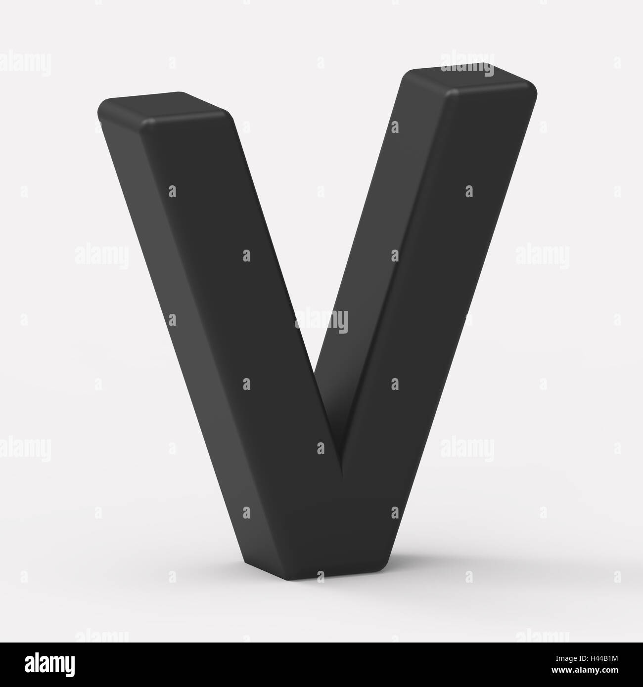 3d left leaning black letter V, 3D rendering graphic isolated white ...