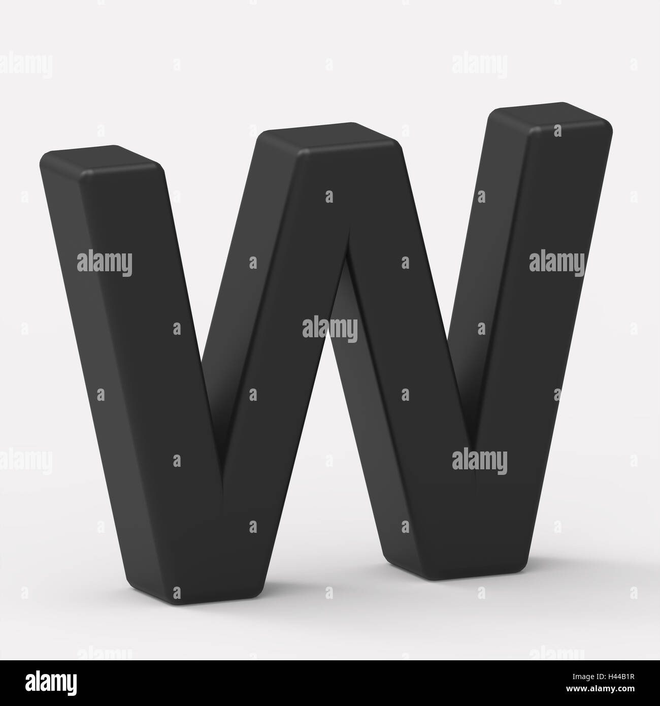 3d left leaning black letter W, 3D rendering graphic isolated white ...