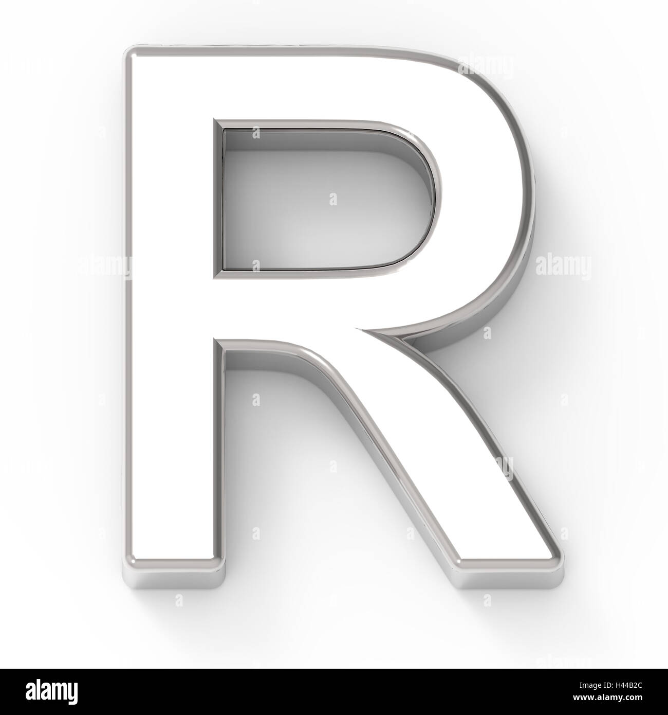 3d silver letter R, 3D rendering graphic isolated white background ...