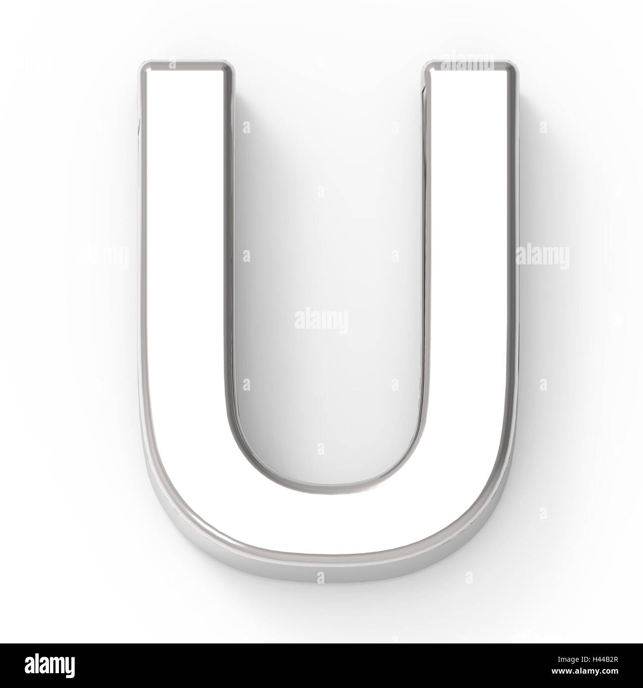 3d silver letter U, 3D rendering graphic isolated white background ...