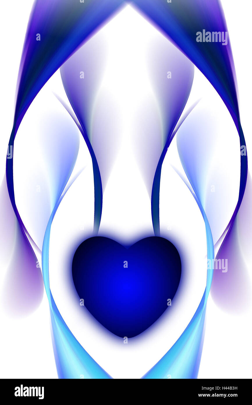 Heart, winged, illustration, blue Stock Photo - Alamy