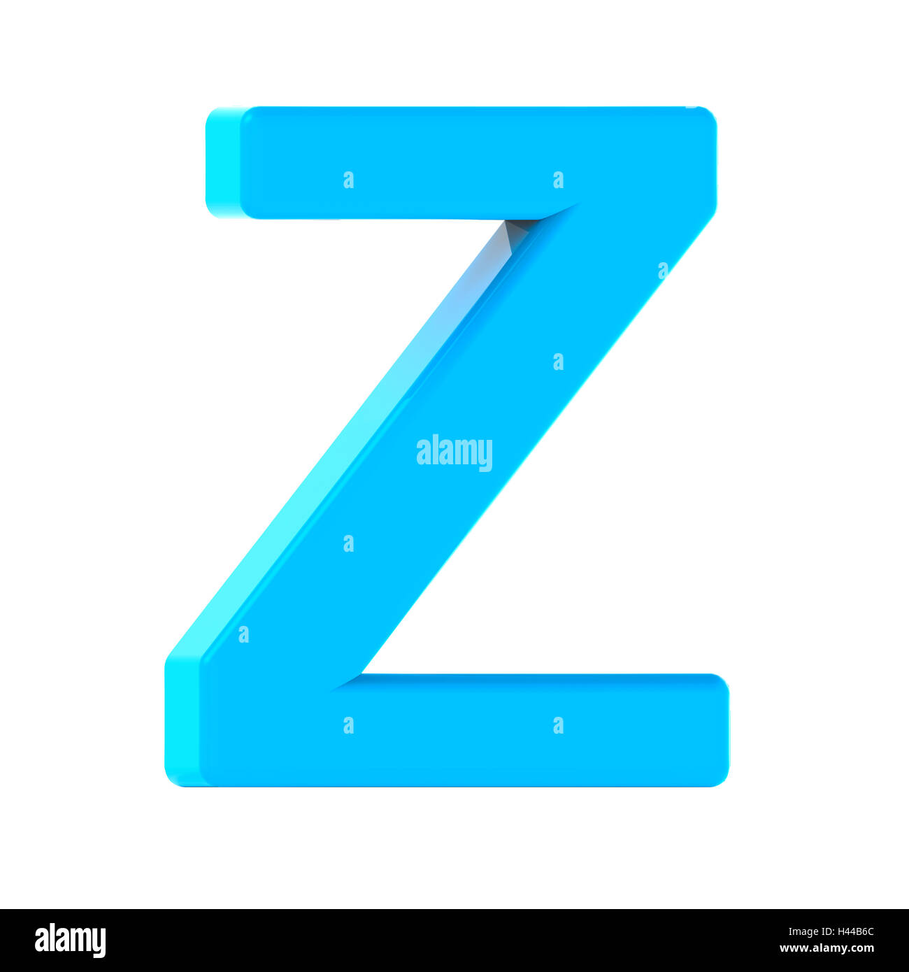 3d left leaning light blue letter Z, 3D rendering graphic isolated ...