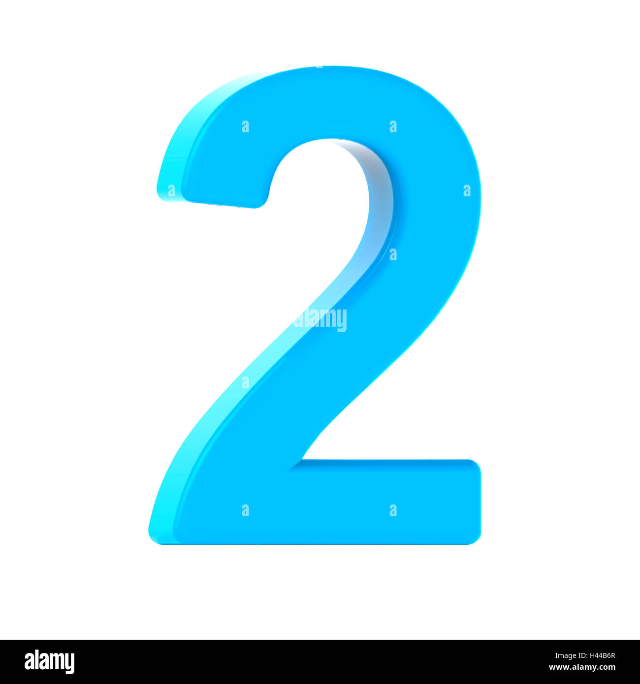 3d left leaning light blue number 2, 3D rendering graphic isolated ...