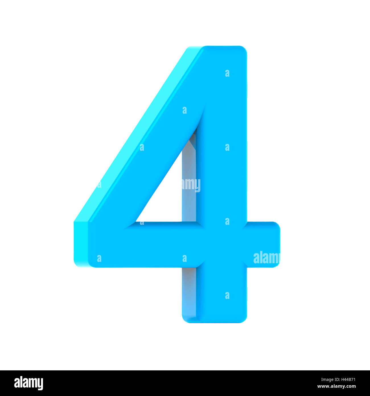 3d left leaning light blue number 4, 3D rendering graphic isolated ...