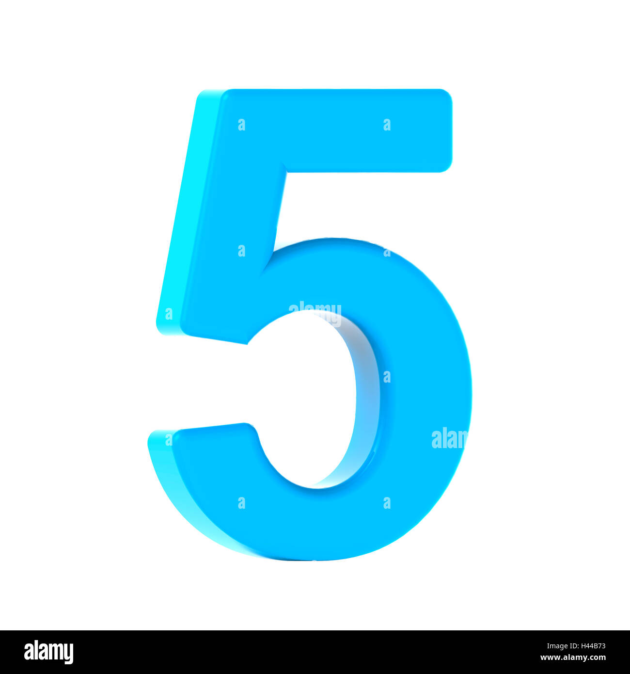 3d left leaning light blue number 5, 3D rendering graphic isolated ...