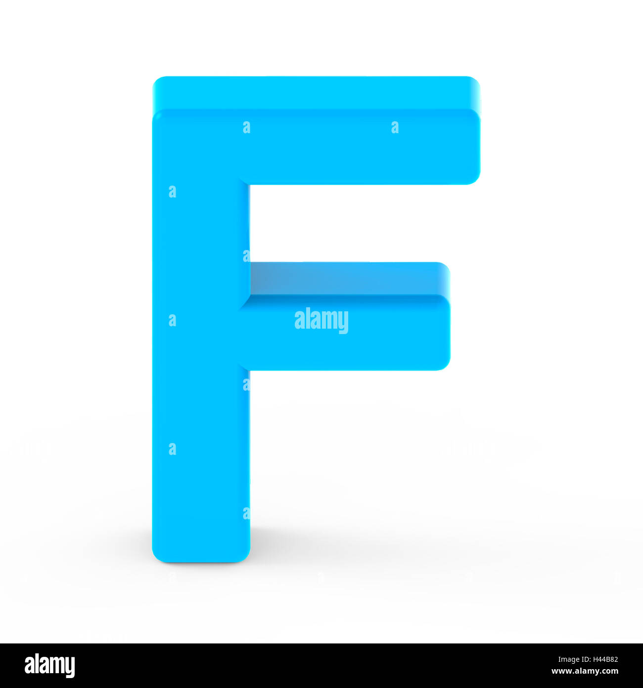 light blue letter F, 3D rendering graphic isolated white background ...
