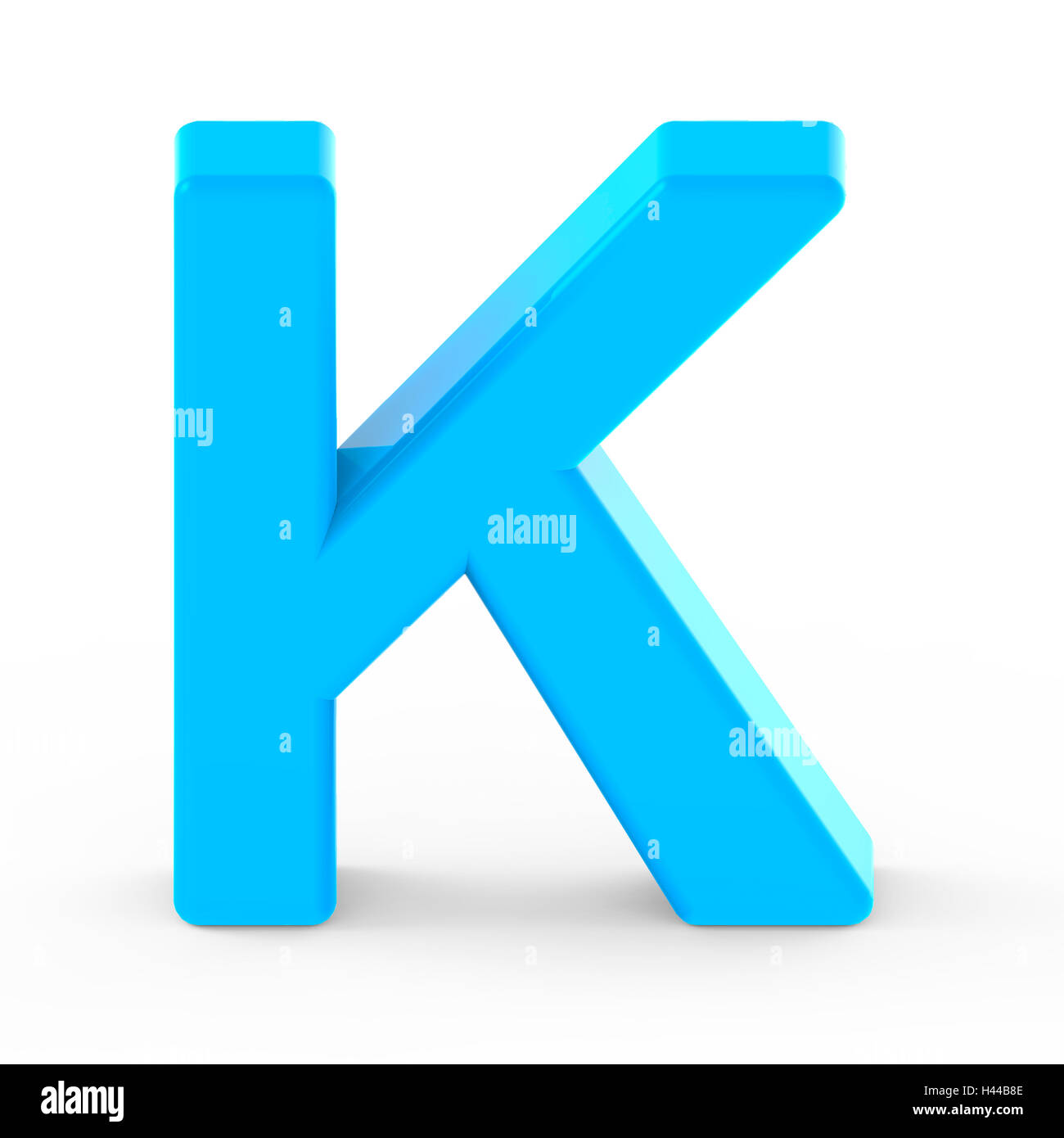 light blue letter K, 3D rendering graphic isolated white background ...