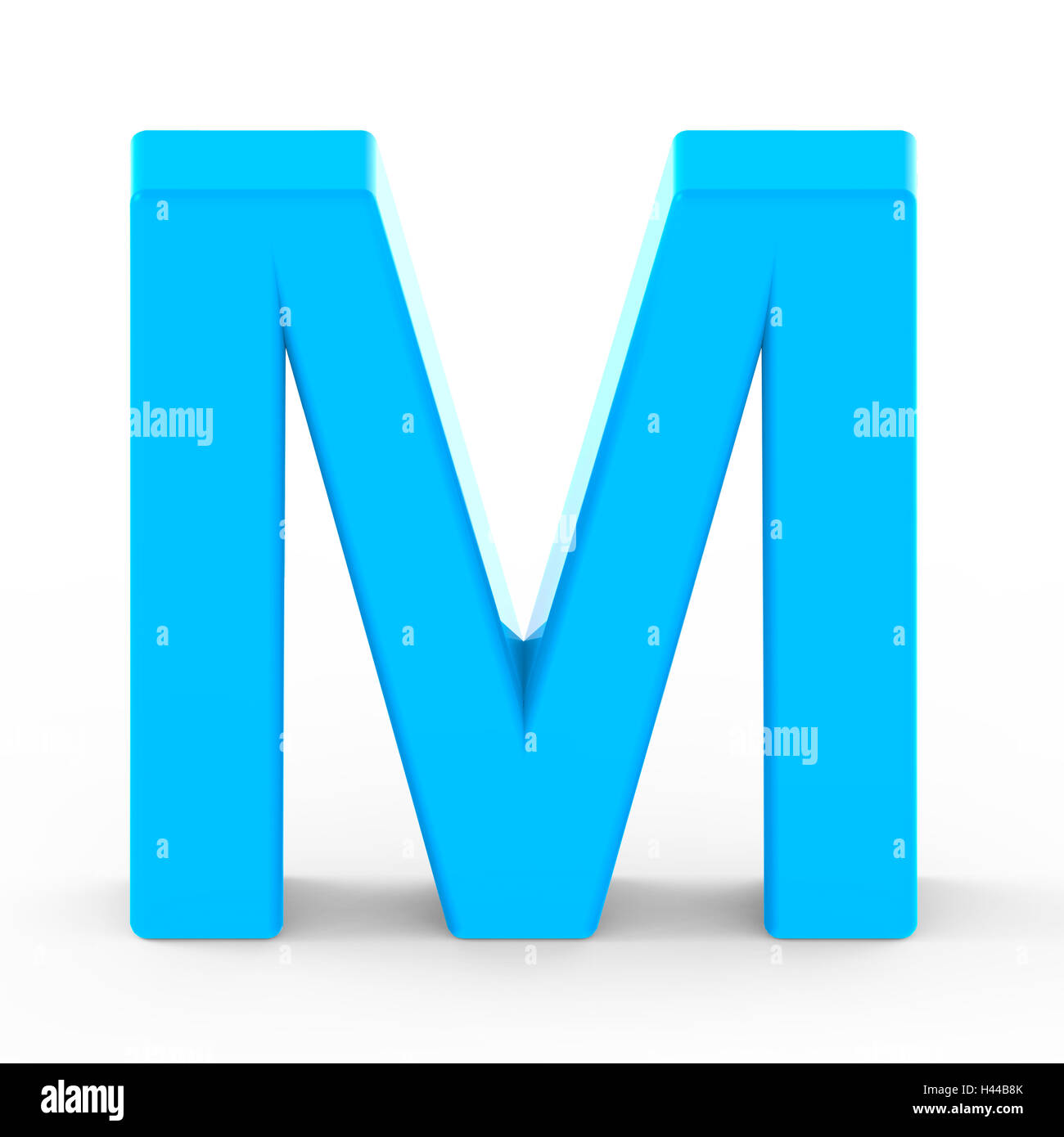 light blue letter M, 3D rendering graphic isolated white background ...