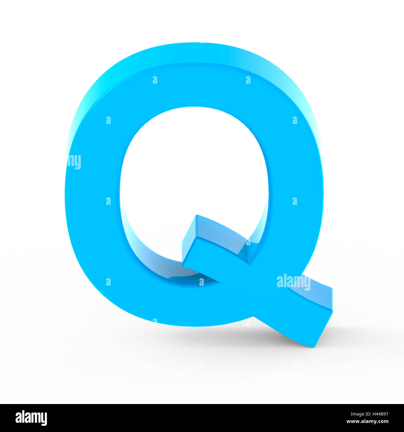 light blue letter Q, 3D rendering graphic isolated white background ...