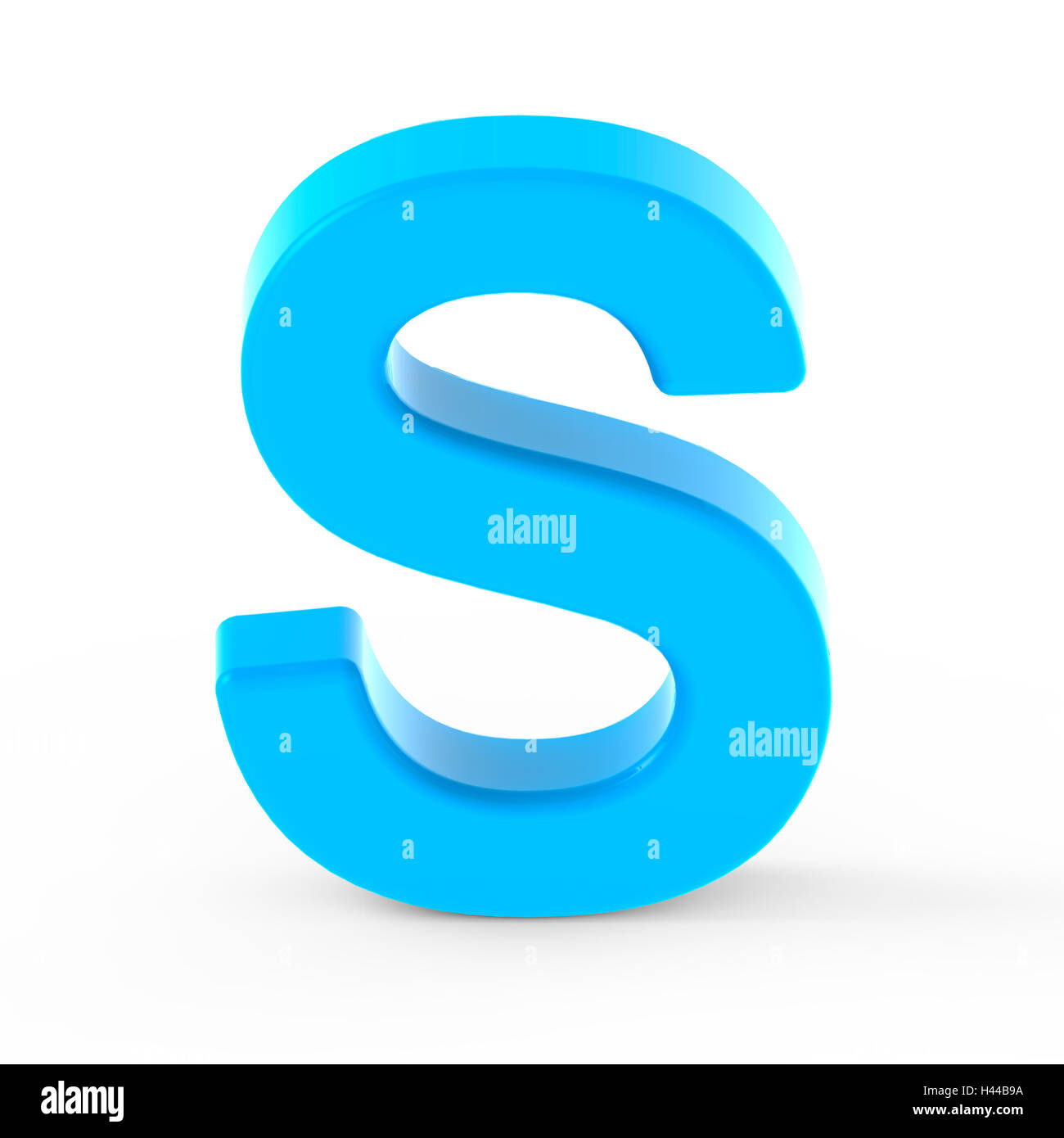 light blue letter S, 3D rendering graphic isolated white background ...