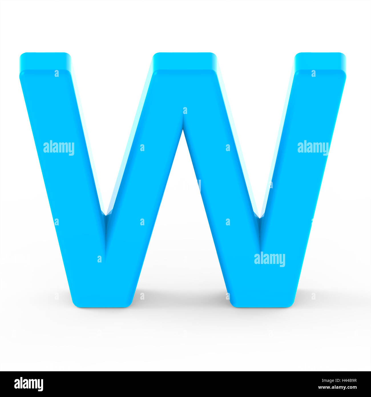 light blue letter W, 3D rendering graphic isolated white background ...