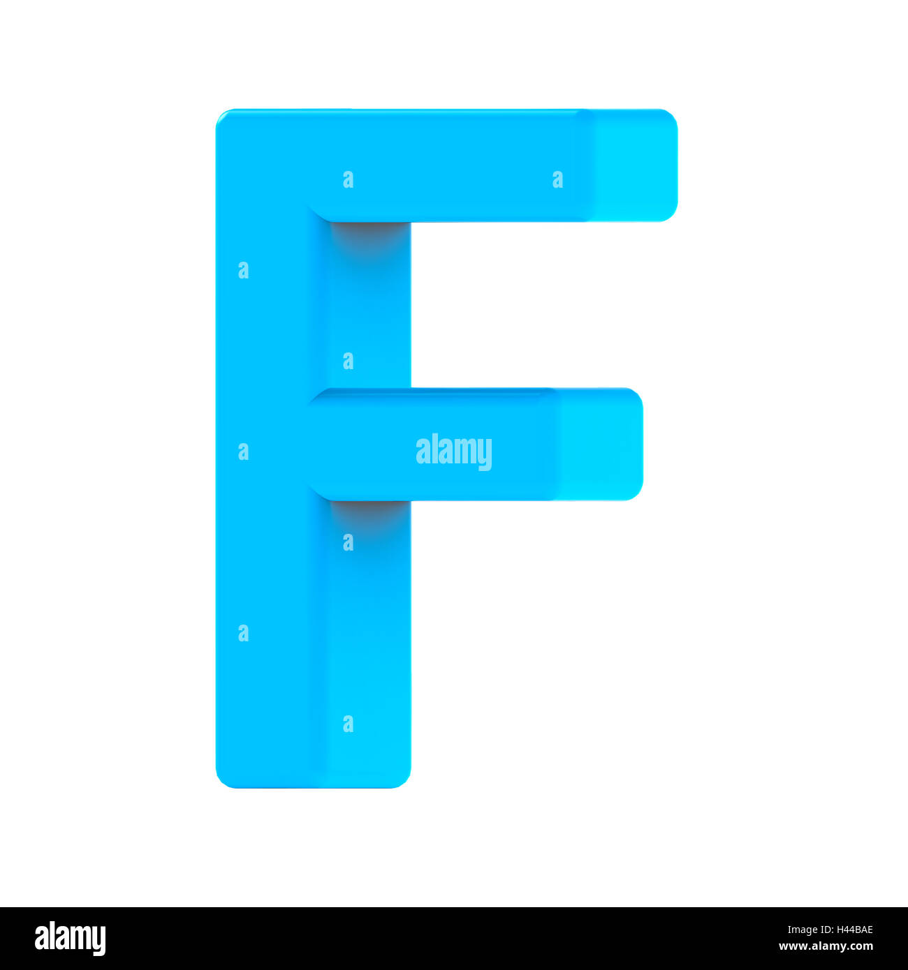 3d right leaning light blue letter F, 3D rendering graphic isolated ...