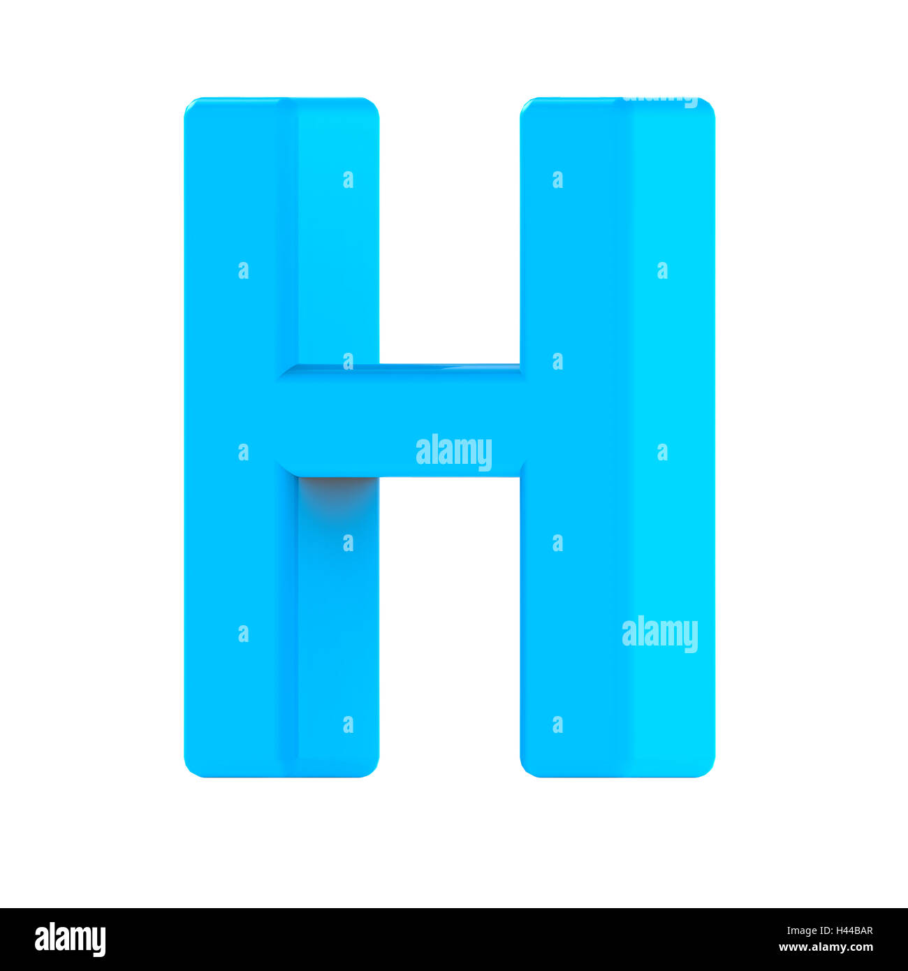 3d right leaning light blue letter H, 3D rendering graphic isolated ...