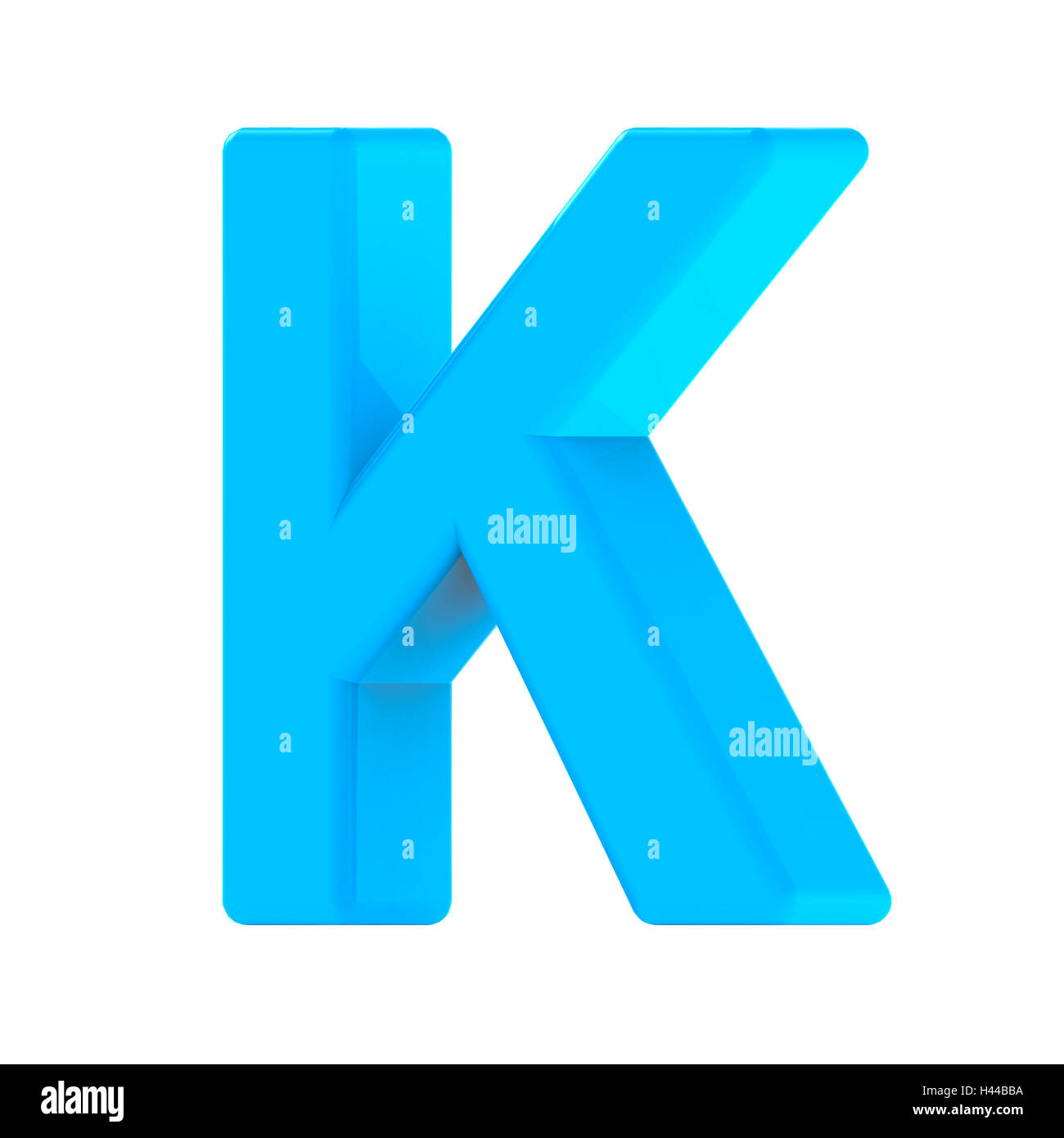 3d right leaning light blue letter K, 3D rendering graphic isolated ...