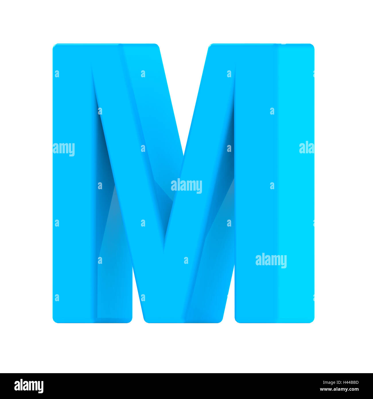 3d right leaning light blue letter M, 3D rendering graphic isolated ...