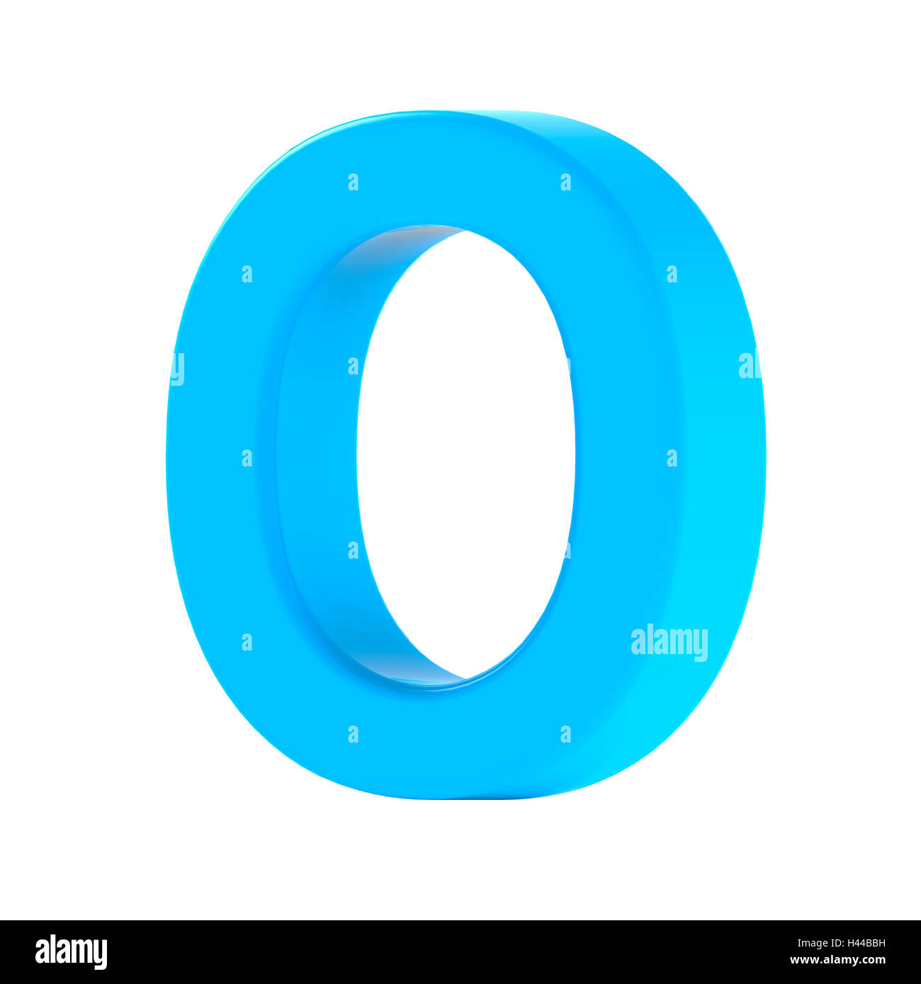 3d right leaning light blue letter O, 3D rendering graphic isolated ...