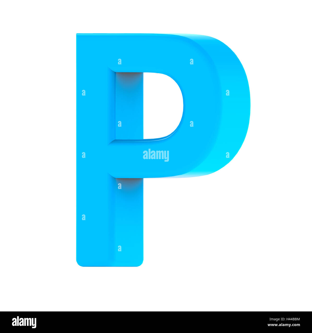 3d right leaning light blue letter P, 3D rendering graphic isolated ...