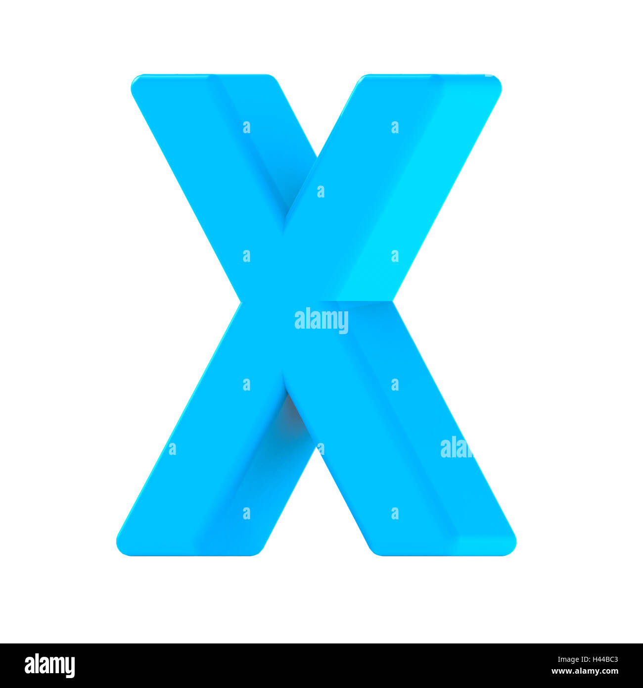 3d right leaning light blue letter X, 3D rendering graphic isolated ...