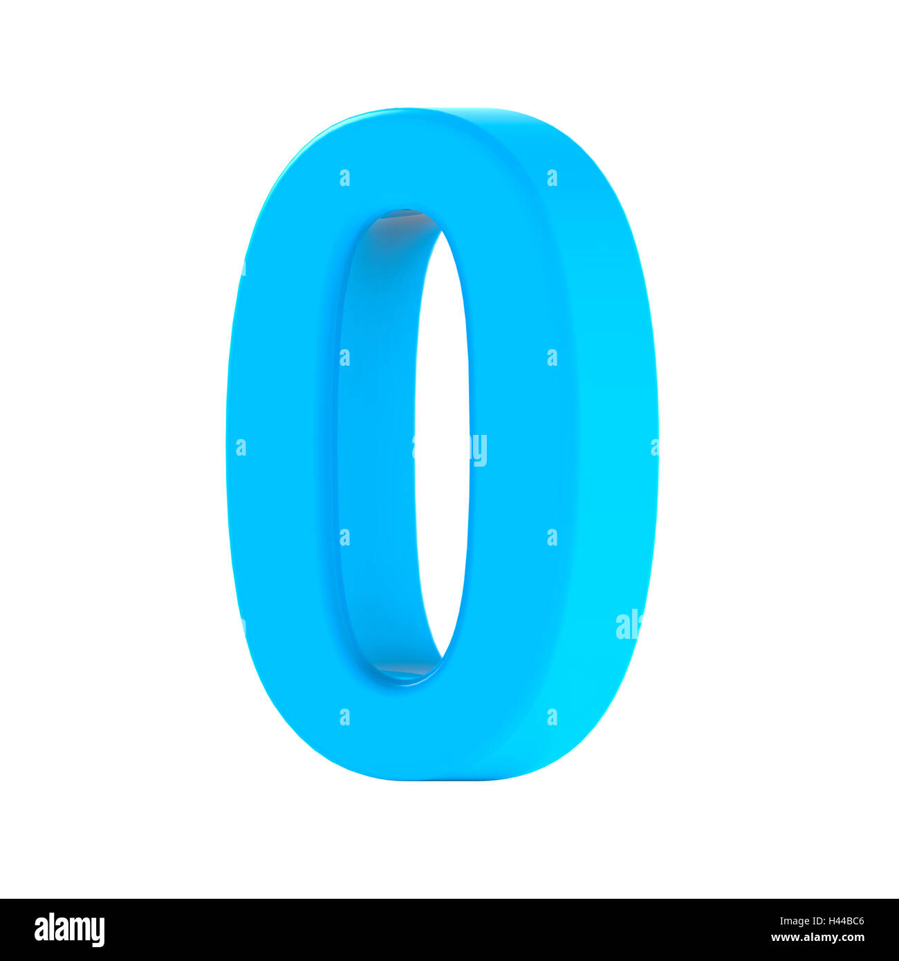3d right leaning light blue number 0, 3D rendering graphic isolated ...