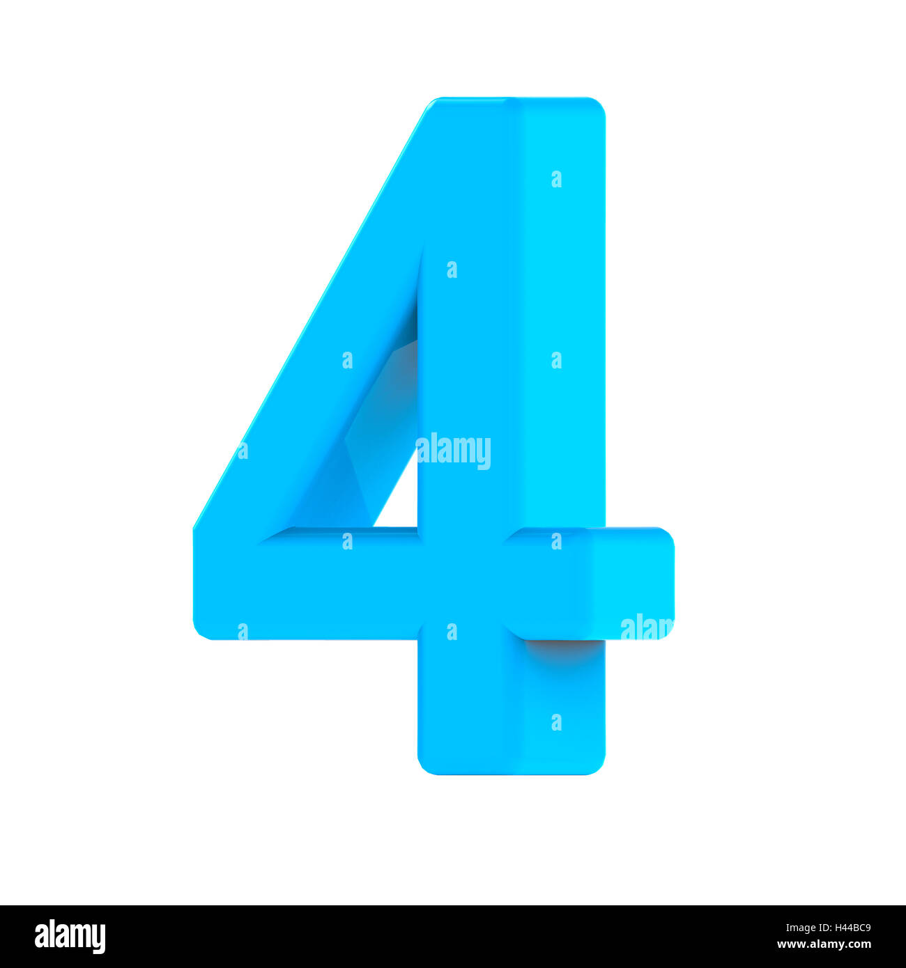 3d right leaning light blue number 4, 3D rendering graphic isolated ...