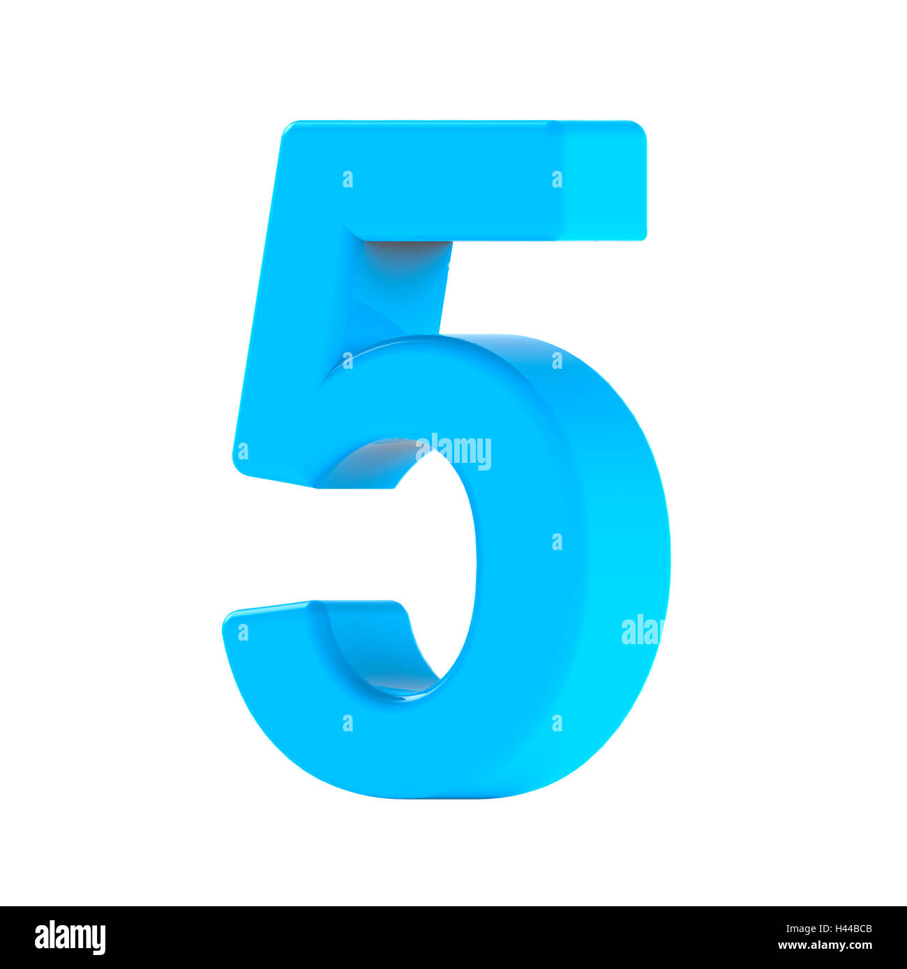 3d right leaning light blue number 5, 3D rendering graphic isolated ...