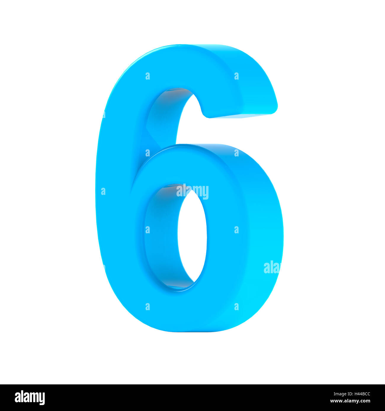 3d right leaning light blue number 6, 3D rendering graphic isolated ...
