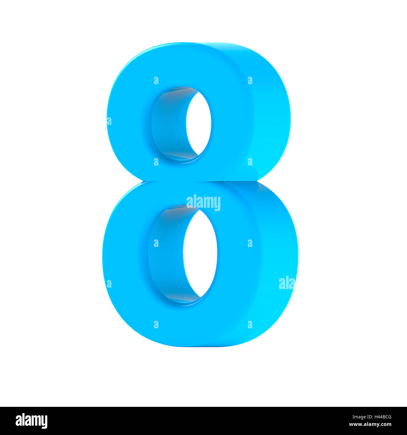 3d right leaning light blue number 8, 3D rendering graphic isolated ...