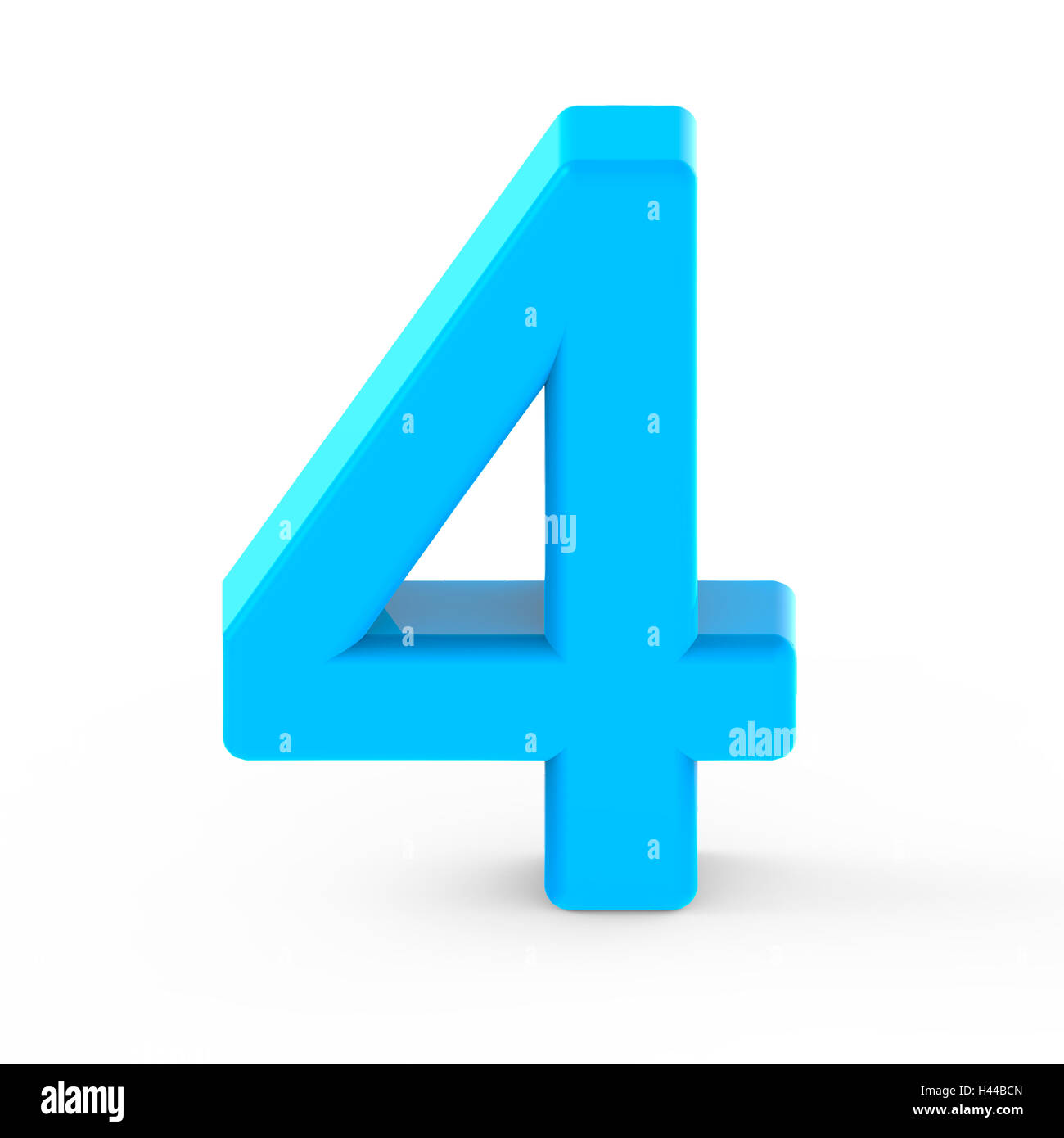 light blue number 4, 3D rendering graphic isolated white background ...