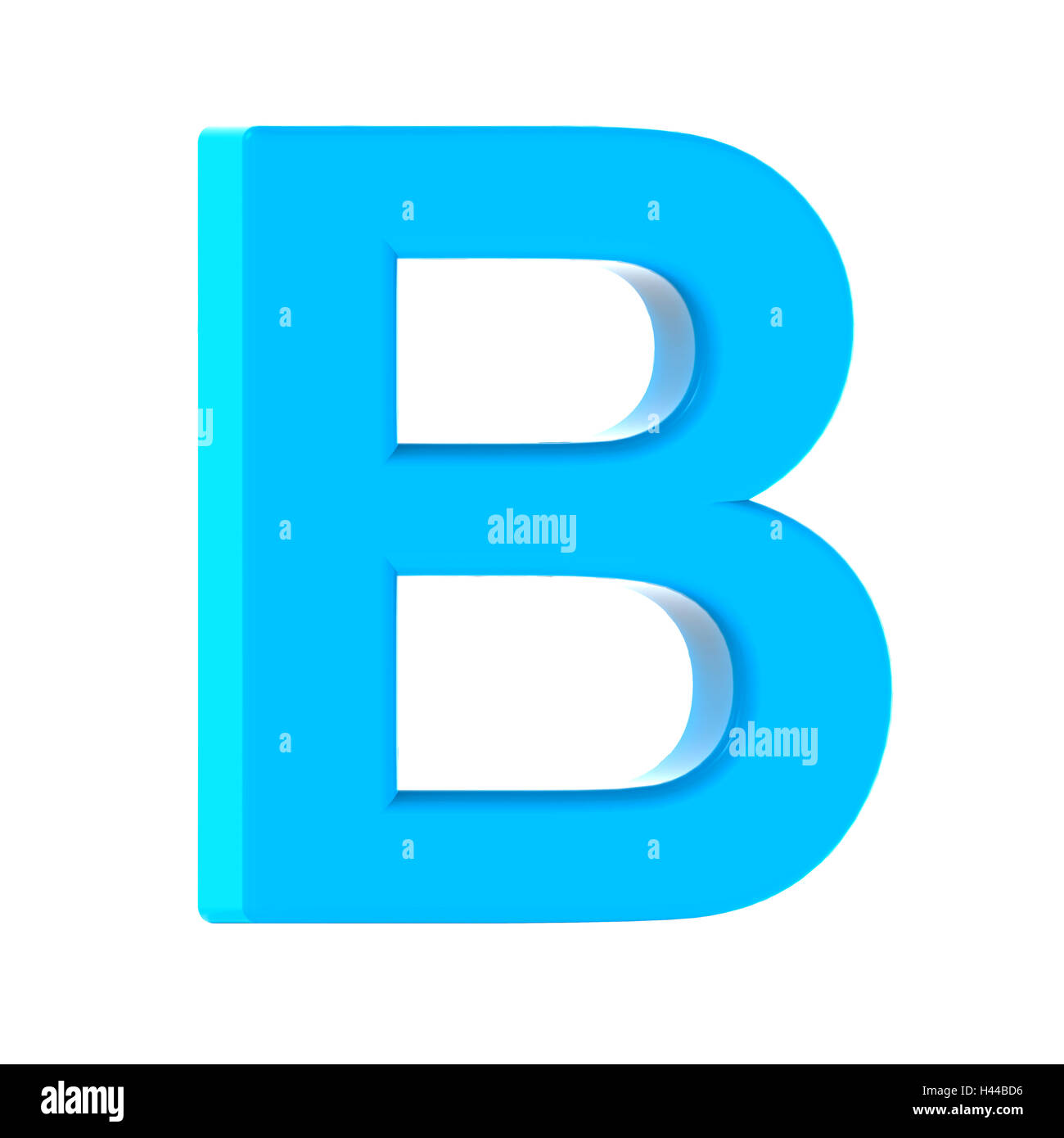 3d left leaning light blue letter B, 3D rendering graphic isolated ...