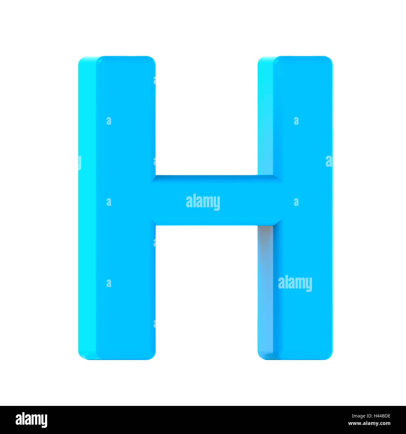 3d left leaning light blue letter H, 3D rendering graphic isolated ...