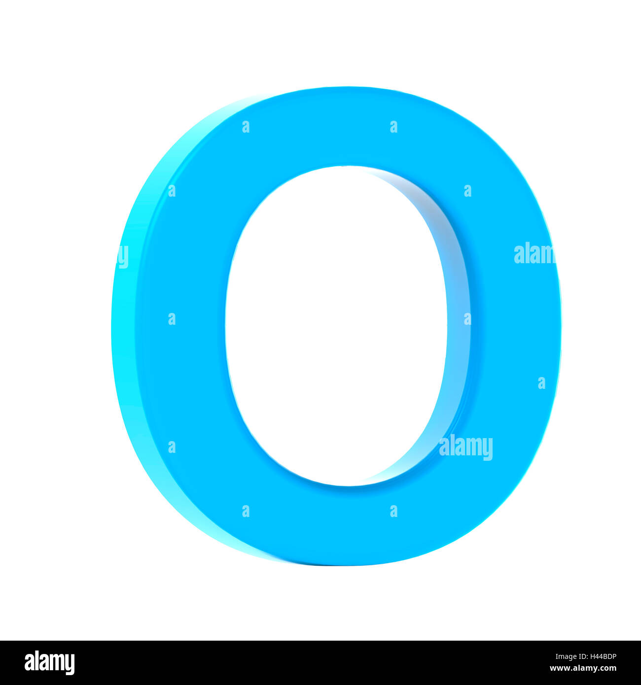3d left leaning light blue letter O, 3D rendering graphic isolated ...