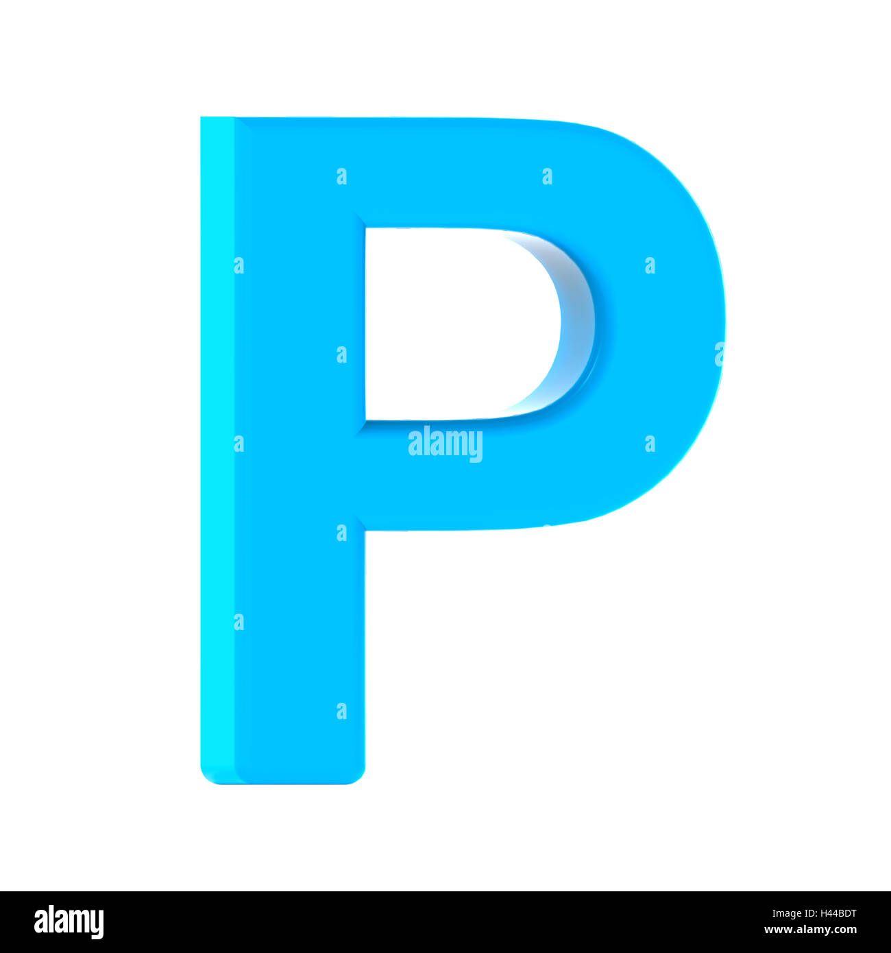 3d left leaning light blue letter P, 3D rendering graphic isolated ...