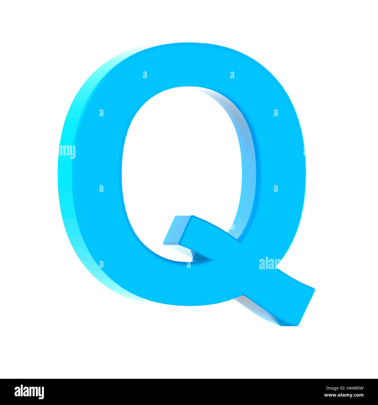 3d left leaning light blue letter Q, 3D rendering graphic isolated ...