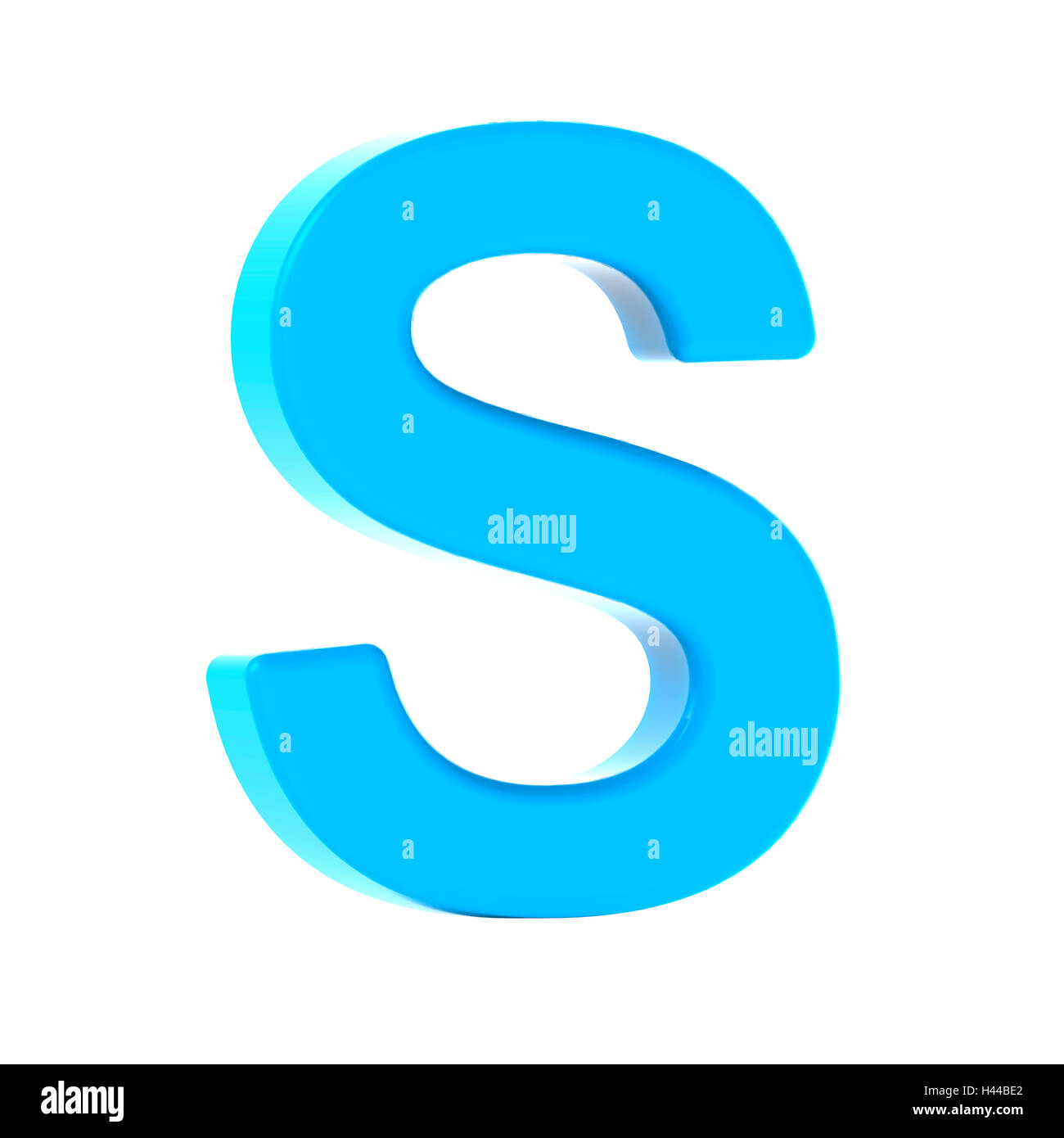 3d left leaning light blue letter S, 3D rendering graphic isolated ...