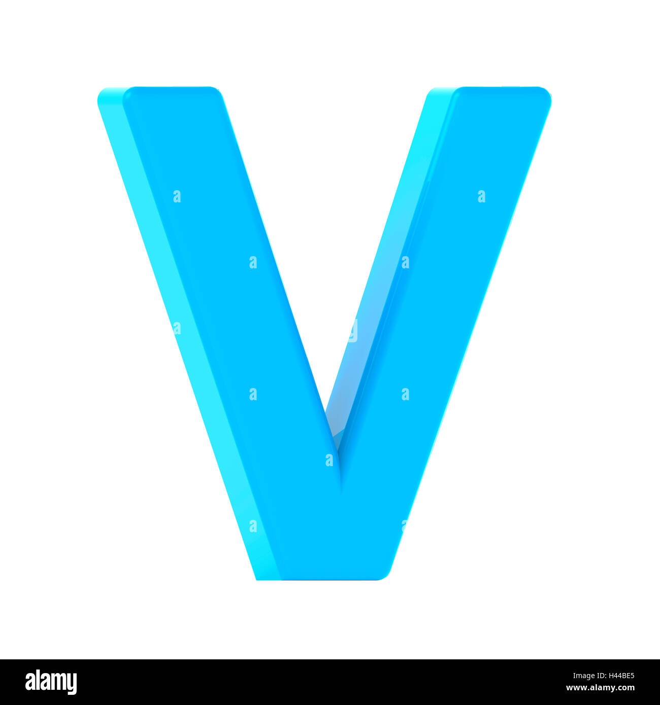 3d left leaning light blue letter V, 3D rendering graphic isolated ...