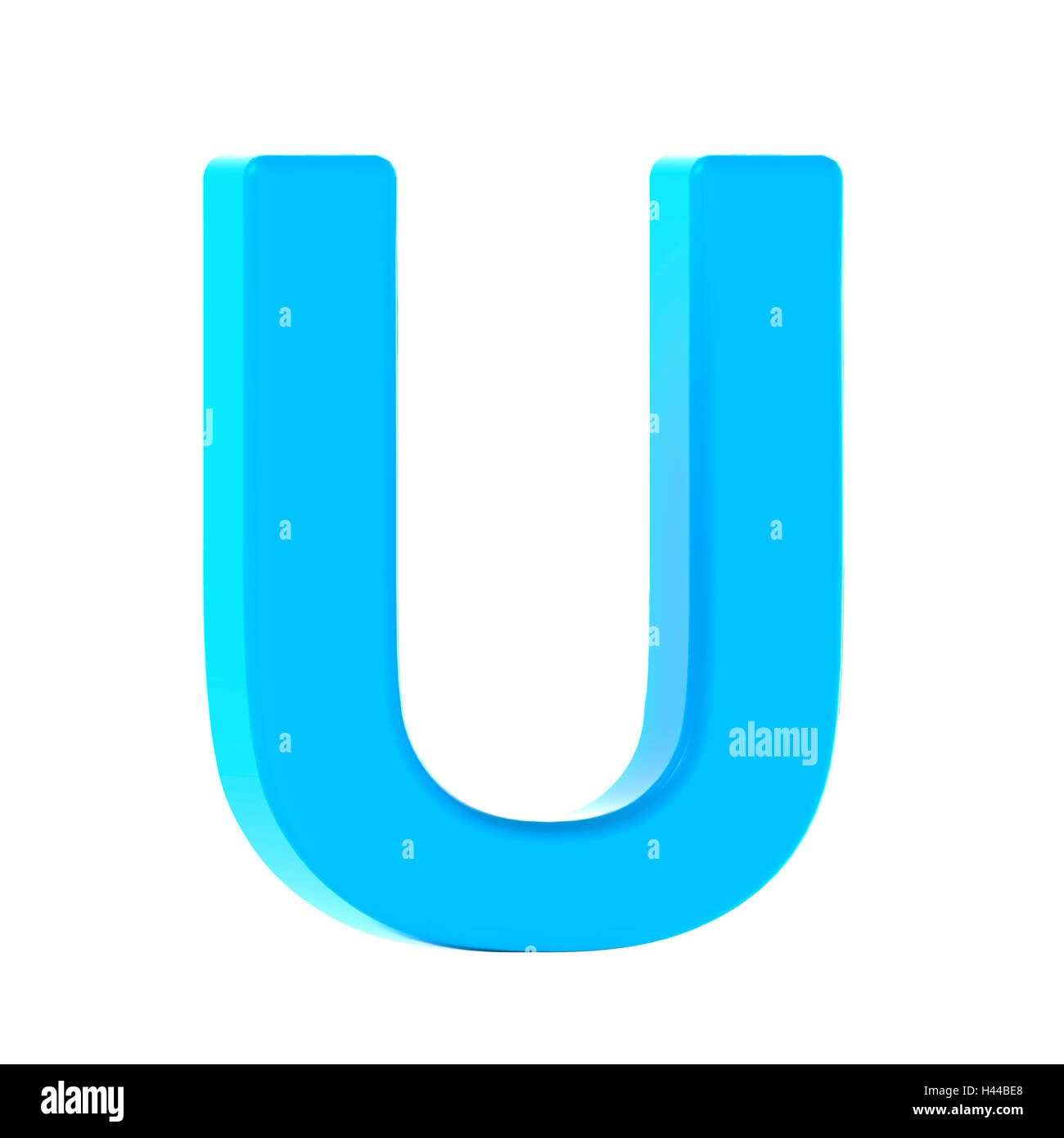 3d left leaning light blue letter U, 3D rendering graphic isolated ...