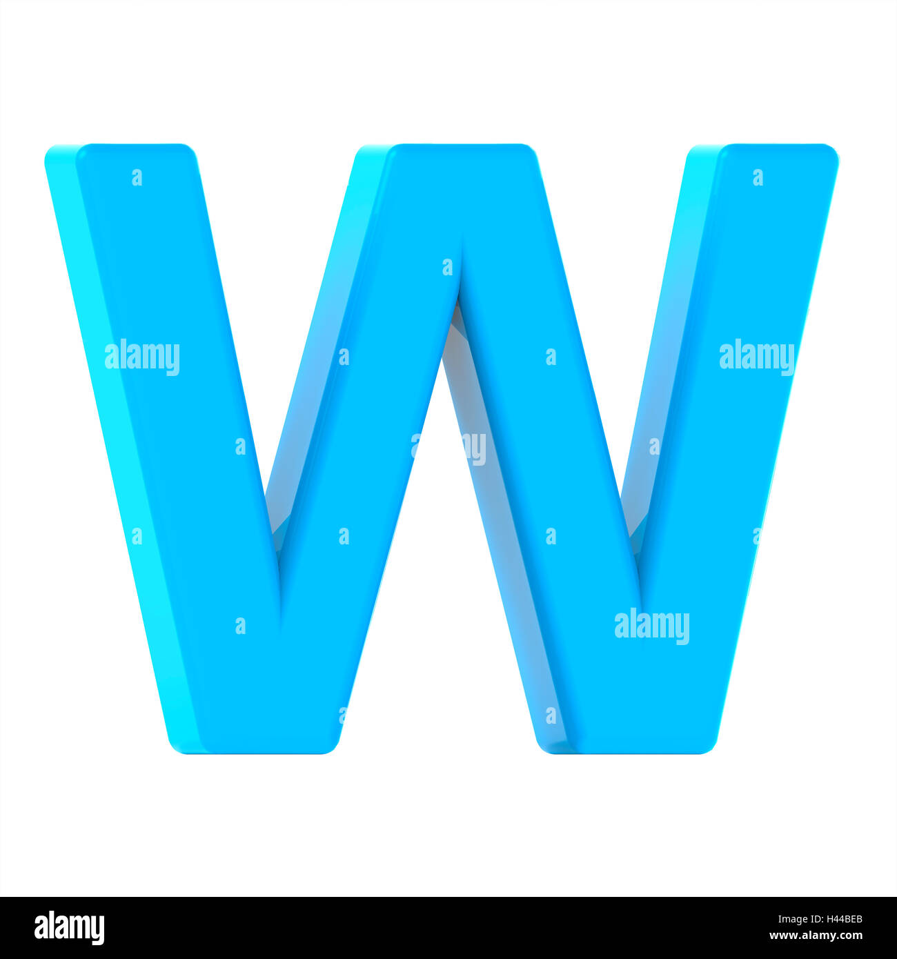 3d left leaning light blue letter W, 3D rendering graphic isolated ...