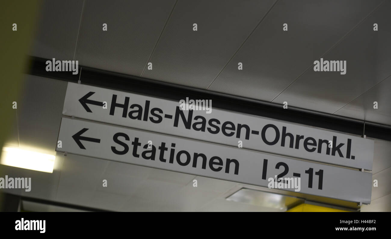 Sign, neck noses-ear clinic, stations, signposts, patient's information ...