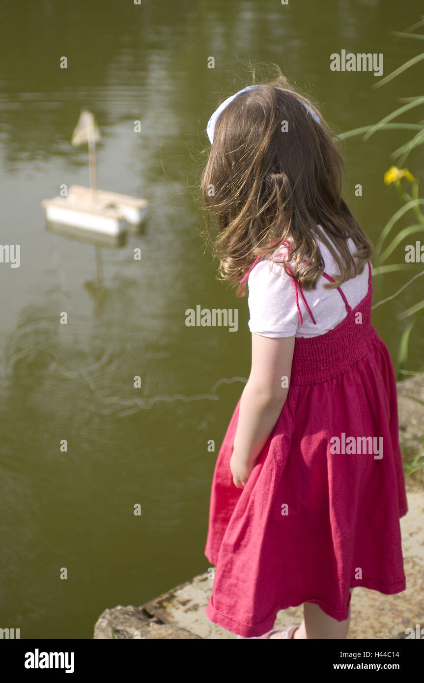 Lakeside, girls, summer dress, back view Stock Photo - Alamy