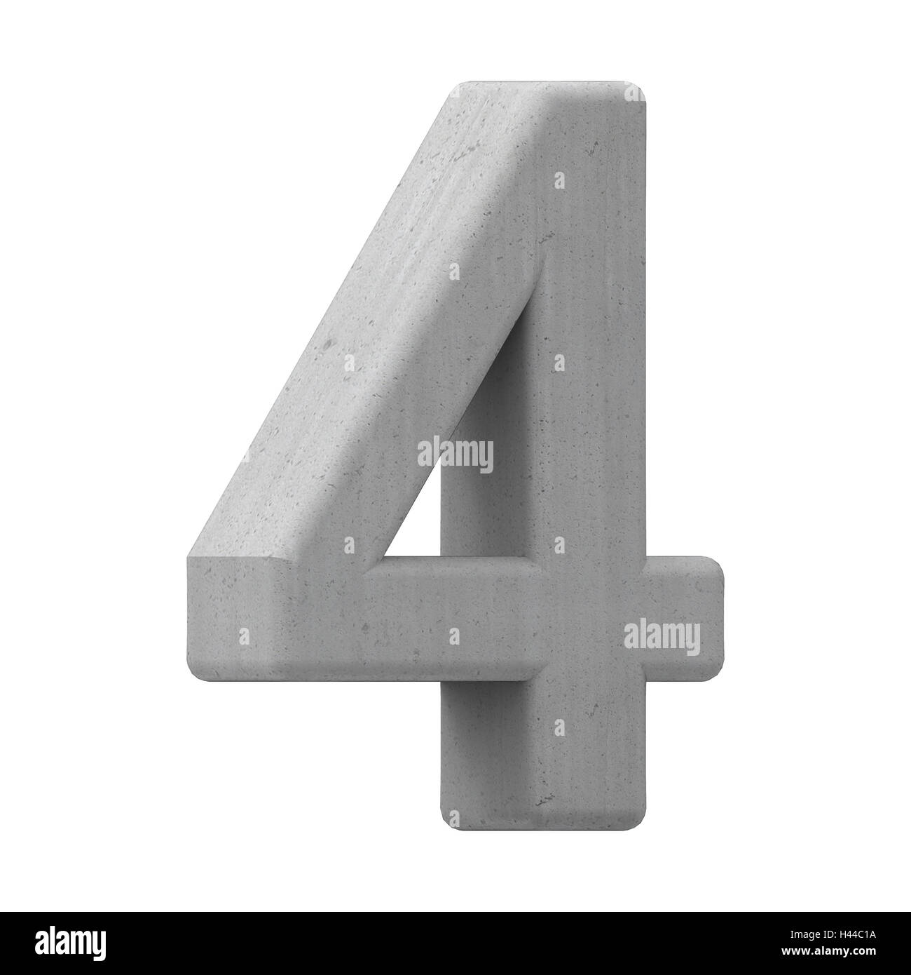 left leaning 3d gray concrete number 4, 3D rendering graphic isolated ...